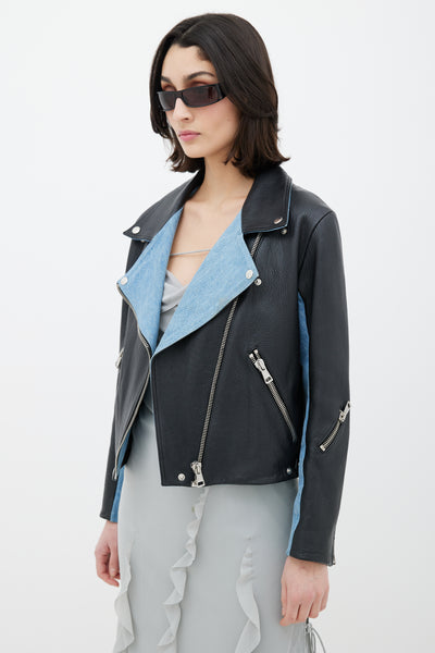 Acne Studios // Black & Blue Denim Leather Jacket – VSP Consignment