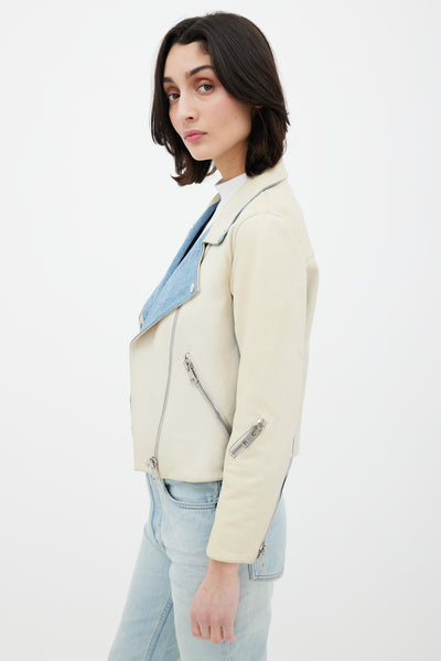 Acne Studios // Cream & Blue Denim Leather Jacket – VSP Consignment