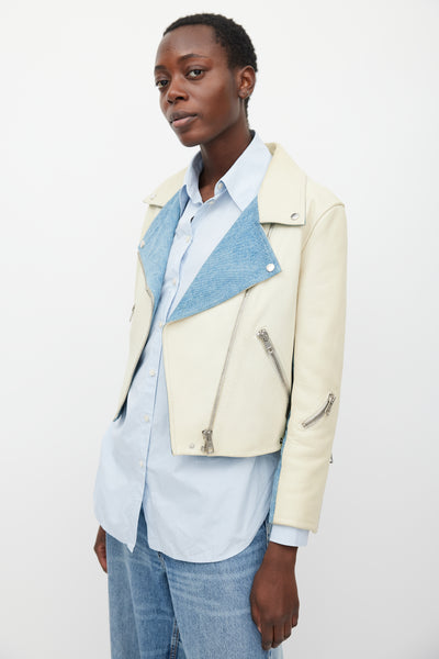 Acne Studios // Cream & Blue Rita Leather & Denim Jacket – VSP Consignment