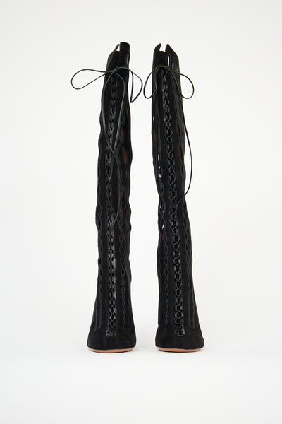 Alaïa // Suede Laser Cut Boot – VSP Consignment