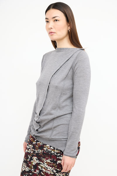 Balenciaga // Grey Wool Asymmetric Cardigan – VSP Consignment