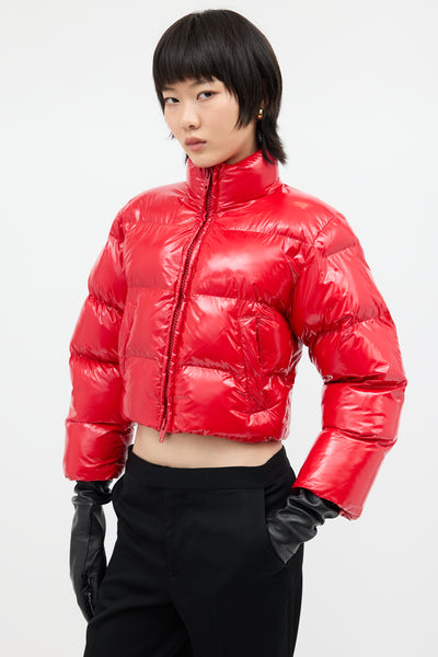 Balenciaga // Red Nylon Cropped Puffer Jacket – VSP Consignment