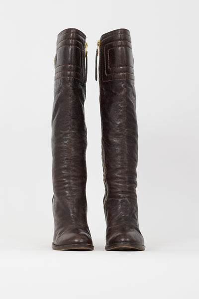 Chloé // Brown Leather Knee High Riding Boot – VSP Consignment