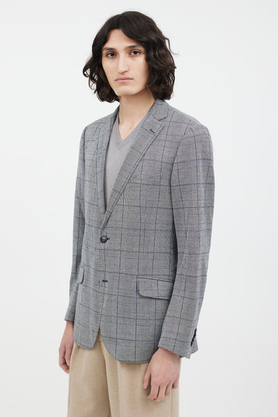 Etro // Grey & Navy Checked Blazer – VSP Consignment