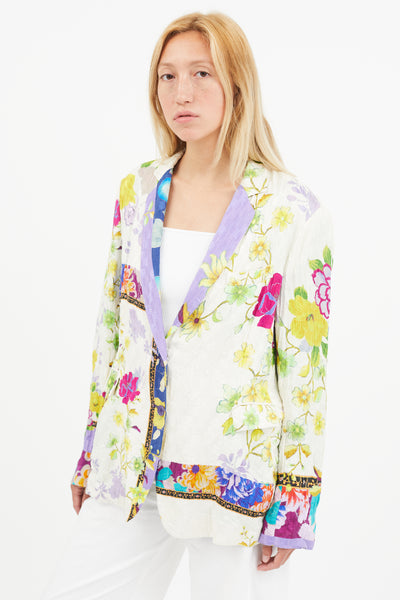 Etro // White & Multi Silk Floral Blazer – VSP Consignment