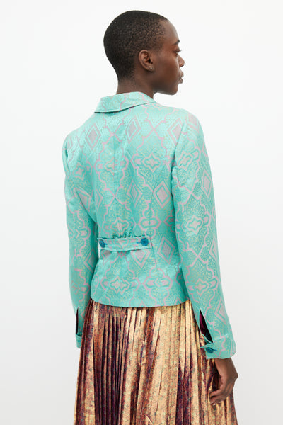 Etro // Turquoise & Pink Brocade Blazer – VSP Consignment