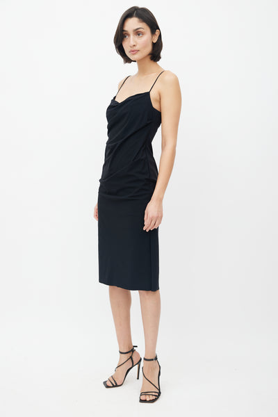 Greta Constantine // Black Ruched Midi Dress – VSP Consignment