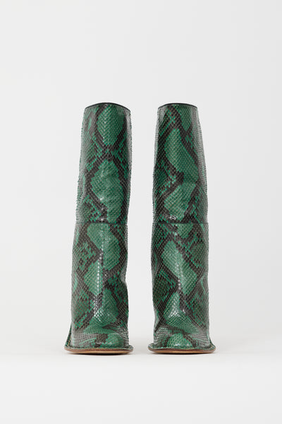 Marni // Green & Black Embossed Leather Heeled Boot – VSP Consignment