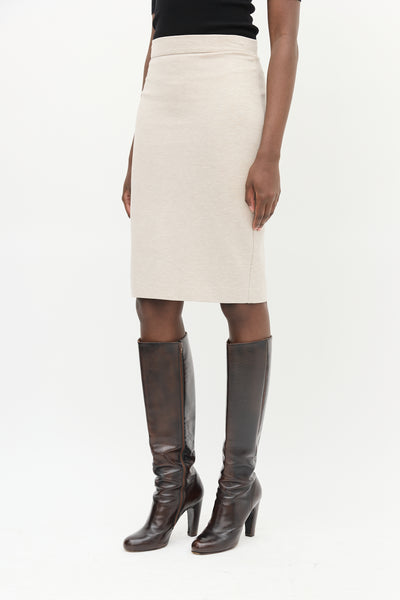 Max Mara // Heather Beige Pencil Skirt – VSP Consignment
