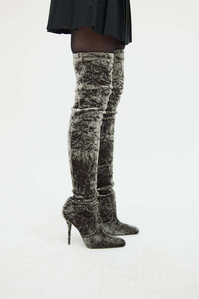 Saint Laurent // Crushed Velvet High Heel Boot – VSP Consignment