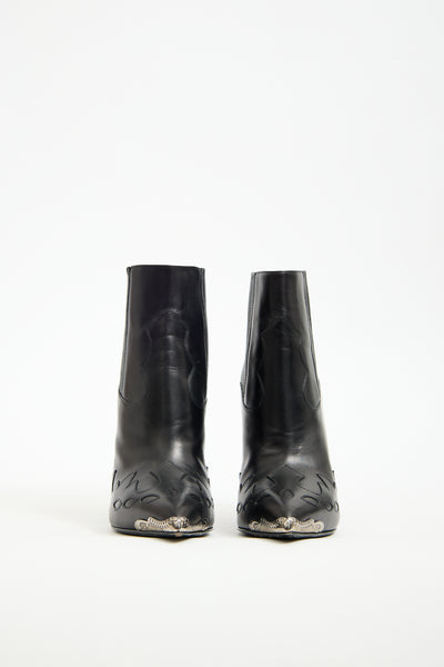 Saint Laurent // Black Leather Western Heeled Boot – VSP Consignment