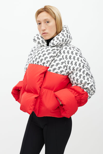 Saks Potts // Red & White Monogram Puffer Jacket – VSP Consignment