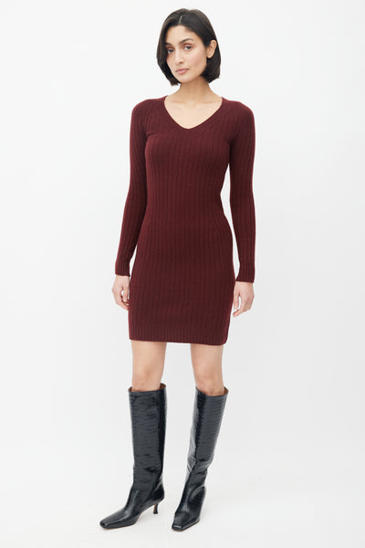 The Row // Burgundy Ribbed Knit Sweater Dress – VSP Consignment
