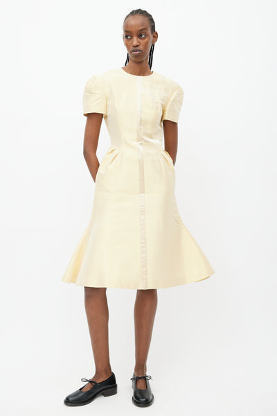 Thom Browne // Gold Panelled Fitted Midi Dress – VSP Consignment