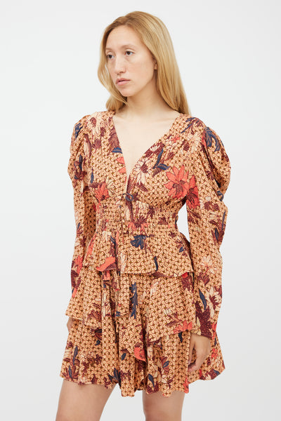 Ulla Johnson // Orange & Red Silk Oni Floral Ruffled Dress – VSP Consignment