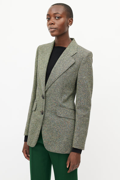 Victoria Beckham // Green Wool Tweed Blazer – VSP Consignment