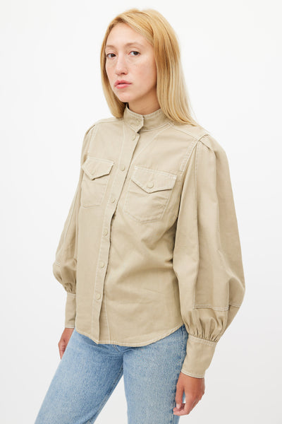 Zimmermann // Beige Contrast Stitch Shirt – VSP Consignment