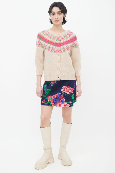 Molly Goddard // Beige & Pink Fair Isle Knit Cardigan – VSP Consignment