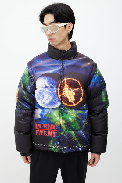 Supreme // x Undercover x Public Enemy Black & Multi Print Puffer Jacket – VSP Consignment