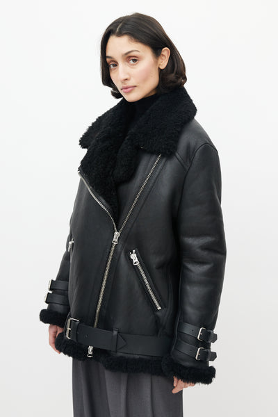 Acne Studios // Black Leather Shearling Jacket – VSP Consignment