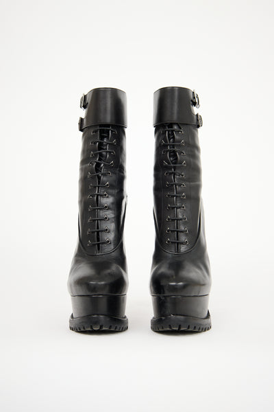 Alaïa // Black Leather Platform Boot – VSP Consignment
