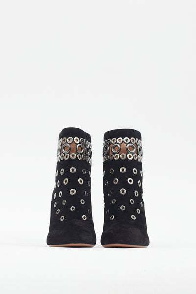 Alaïa // Black & Silver Grommet Boot – VSP Consignment