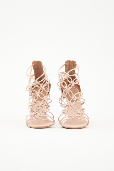 Alaïa // Leather Cage Heeled Sandal – VSP Consignment