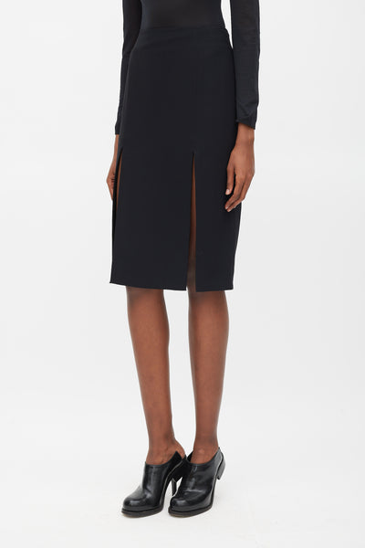 Alexander McQueen // Black Double Slit Pencil Skirt – VSP Consignment