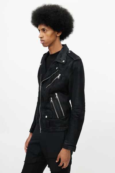 Amiri // Black Distressed Denim Biker Jacket – VSP Consignment