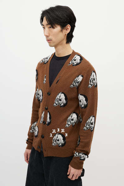 Amiri // X Wes Lang Brown & Multicolour Wool Skull Cardigan – VSP ...