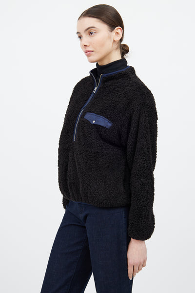 Anine Bing // Black Quarter Zip Furry Jacket – VSP Consignment