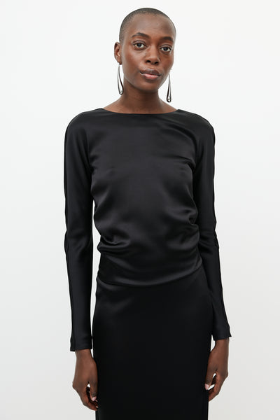 Balenciaga // Black Satin Backless Bow Dress – VSP Consignment