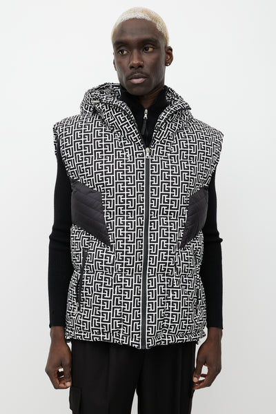 Balmain // Black & White Monogram Puffer Vest – VSP Consignment