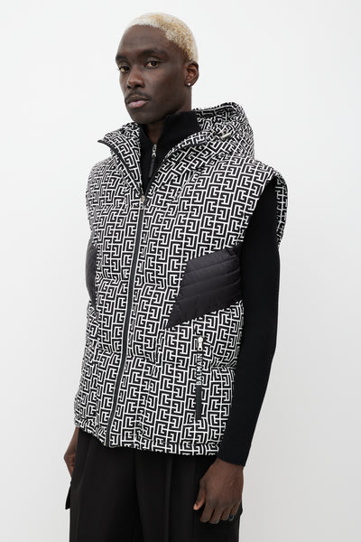 Balmain // Black & White Monogram Puffer Vest – VSP Consignment