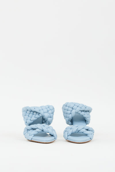 Bottega Veneta // Blue Leather BV Curve Heel – VSP Consignment