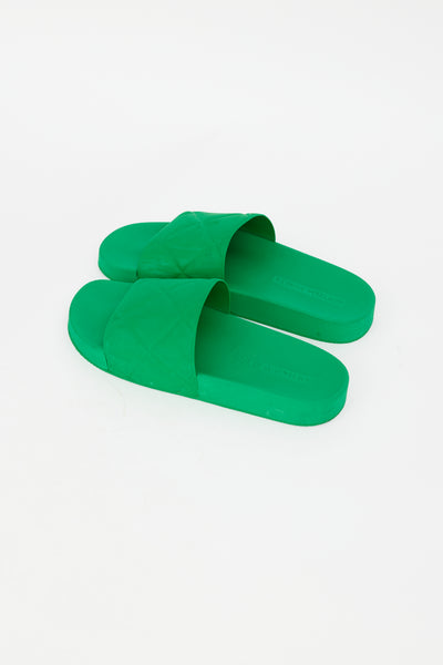 Bottega Veneta // Green Rubber Quilted Slide – VSP Consignment