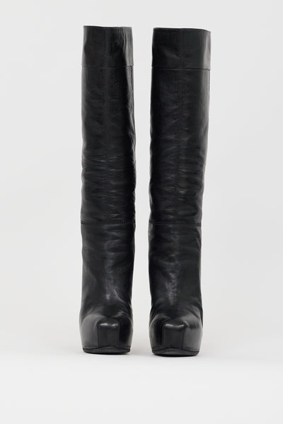Brian Atwood // Black Leather Concealed Platform Knee High Boot – VSP ...