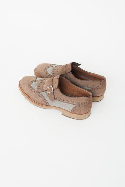 Brunello Cucinelli // Grey & Brown Fringe Loafer – VSP Consignment