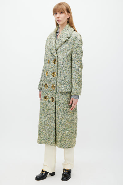 Burberry // Green & Multicolour Laminated Cashmere Coat – VSP Consignment