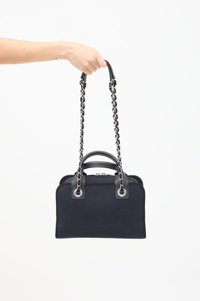 Chanel // Navy Canvas Mini Deauville Two Way Chain Bowling Bag – VSP ...