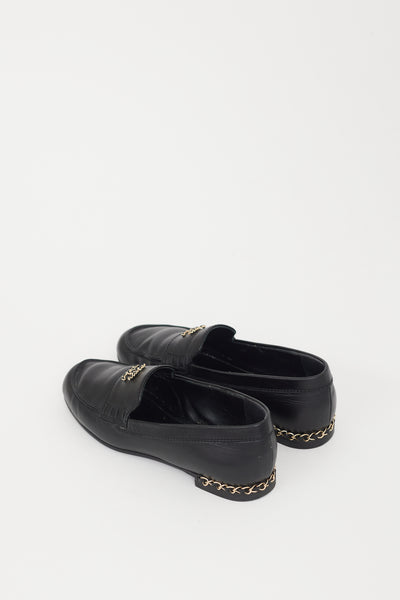 Chanel // Black & Gold Leather Chainlink Loafer – VSP Consignment