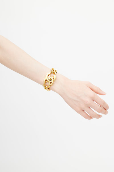 Chanel // Spring 1996 Gold Chunky CC Bracelet – VSP Consignment