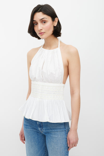 Chanel // White Pleated Halter Top – VSP Consignment