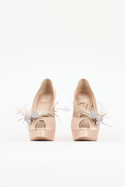 Dior // Satin Feather Platform Pump – VSP Consignment