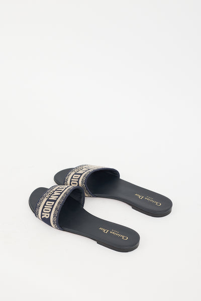 Dior // Beige & Navy Dway Logo Slide – VSP Consignment