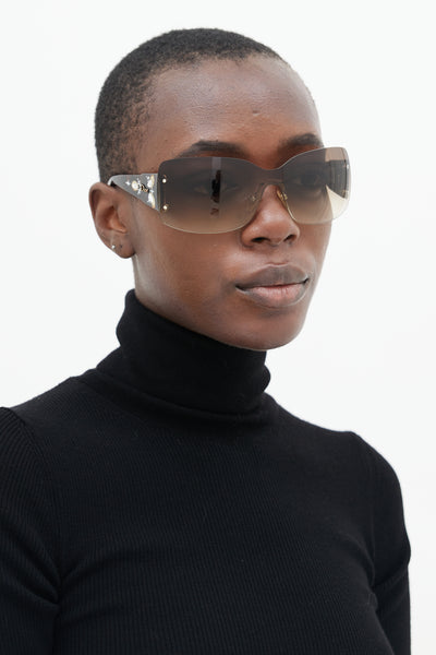 Dior // Brown ETHNIDIOR2 Jewel Shield Sunglasses – VSP Consignment