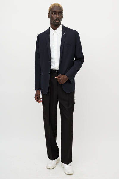Dior // Navy Wool & White Stitch Blazer – VSP Consignment
