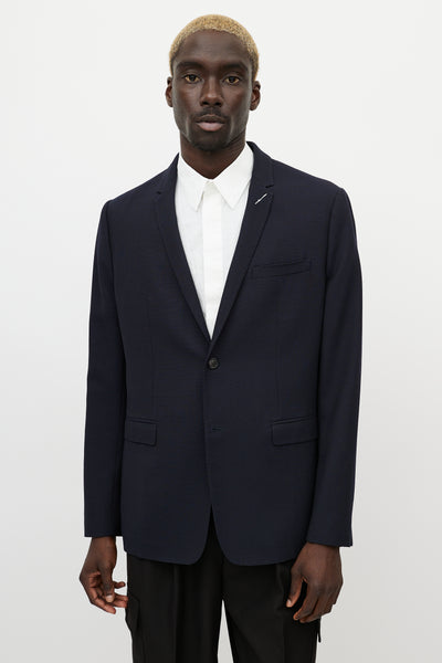 Dior // Navy Wool & White Stitch Blazer – VSP Consignment