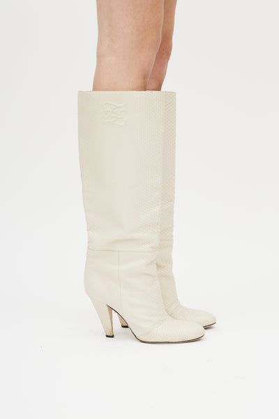 Fendi // Cream Textured Leather Boot – VSP Consignment