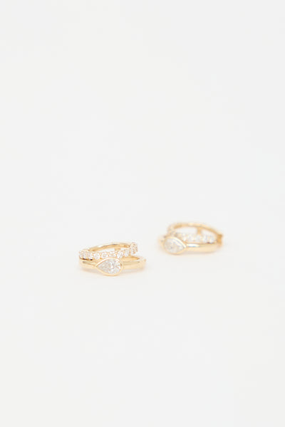 Fine Jewelry // 14K Yellow Gold Pear Double Huggies Earrings – VSP ...